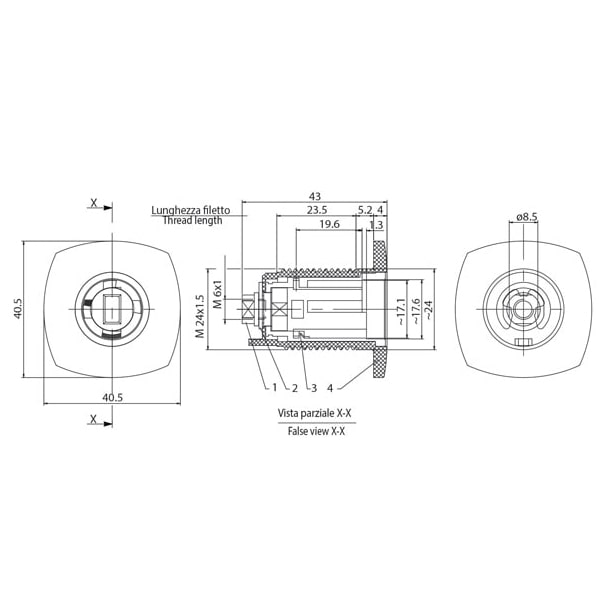 Serrure de portillon/coffre carrée noire ZADI encastrable