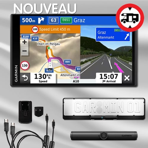 GPS Garmin 780 avec Caméra de recul BC40 sur plaque - Camping-car Plus