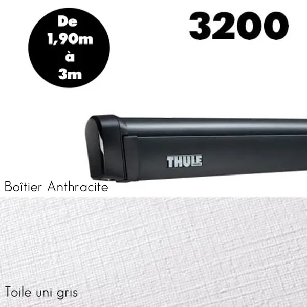 Store THULE Omnistor 3200 Anthracite de 1,90 à 3m - Voile Uni Gris